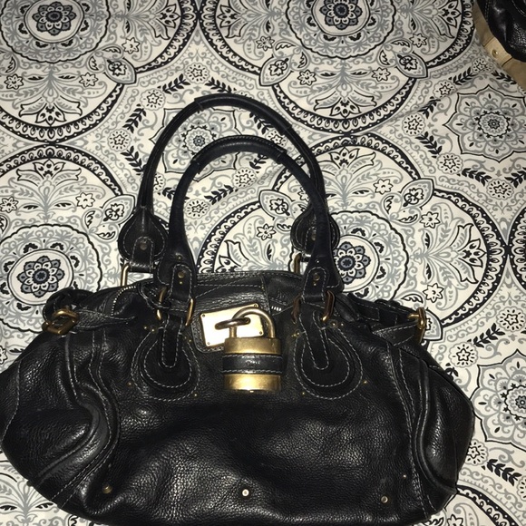 Chloe | Bags | Chloe Authentic Black Leather With Gold Lock Bag | Poshmark